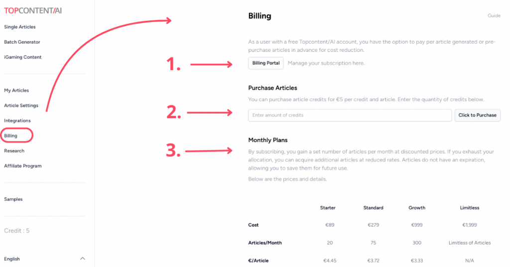 Billing – Topcontent/AI Documentation & Guides